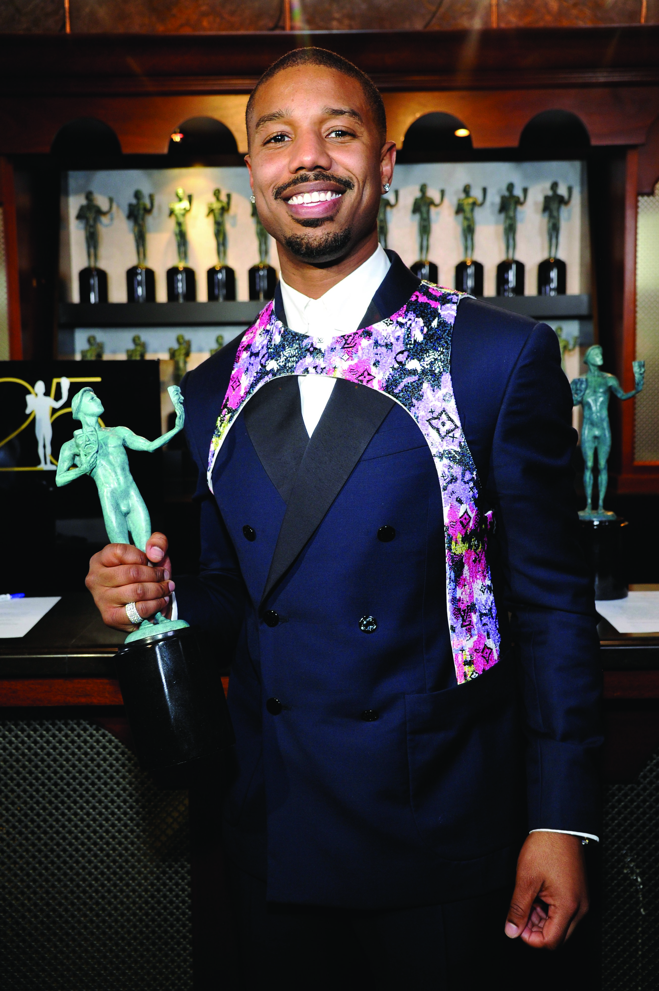Michael B Jordan dons a LV harness at the 2019 SAG Awards - ICON
