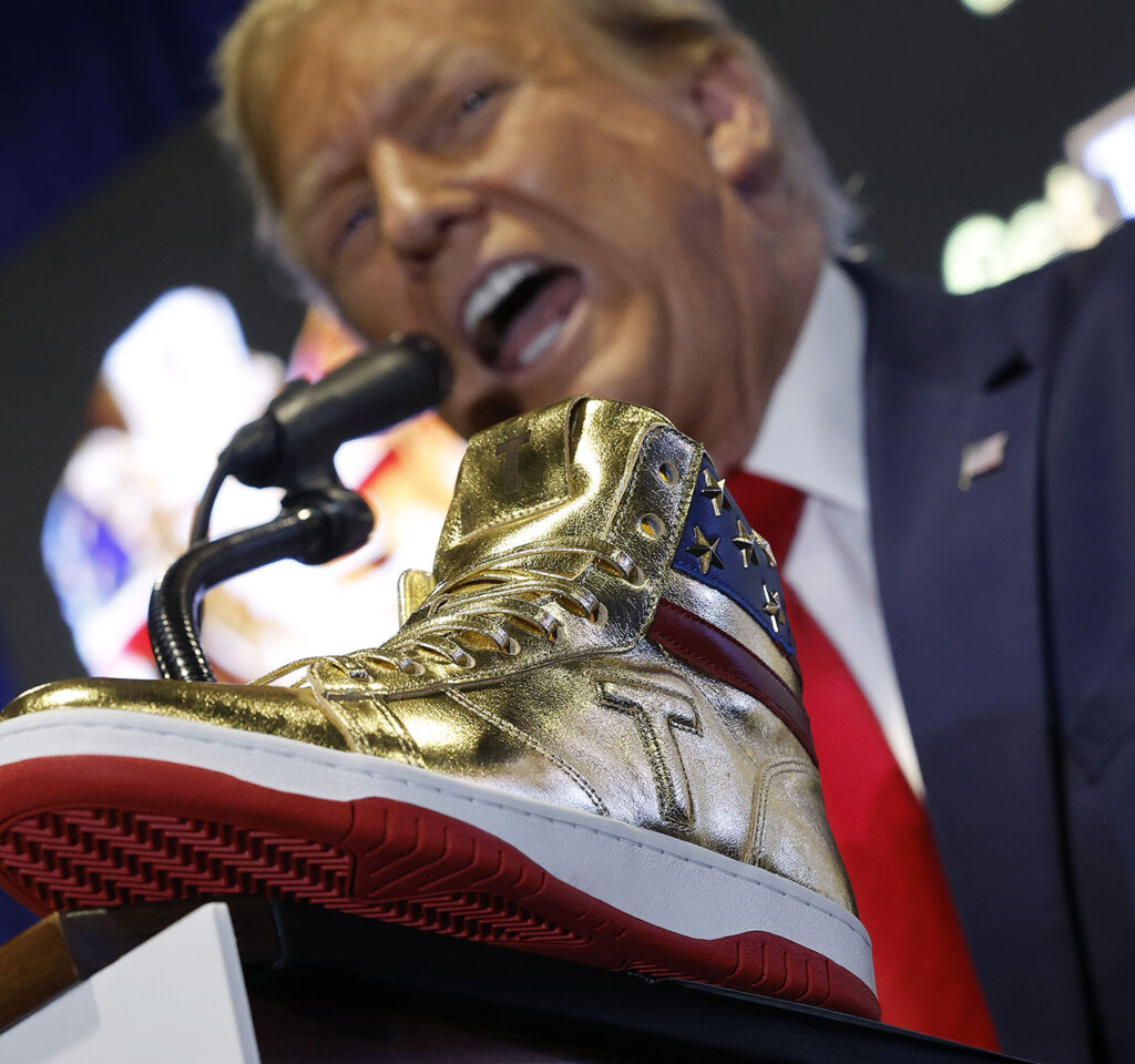 Donald Trump gold sneakers